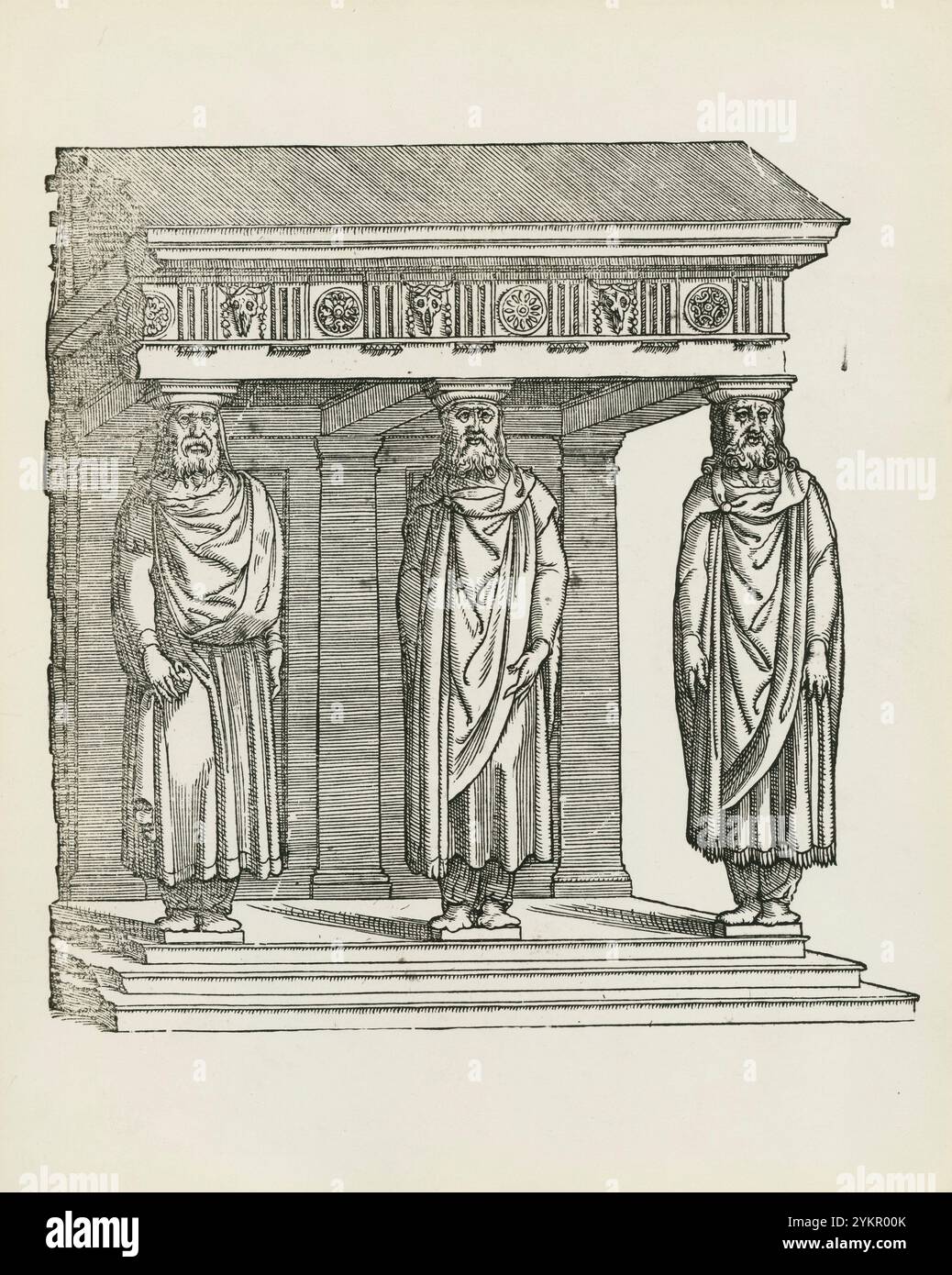 Rome Empire. Origin of the Doric Column. Italian engraving of Vitruvius ...