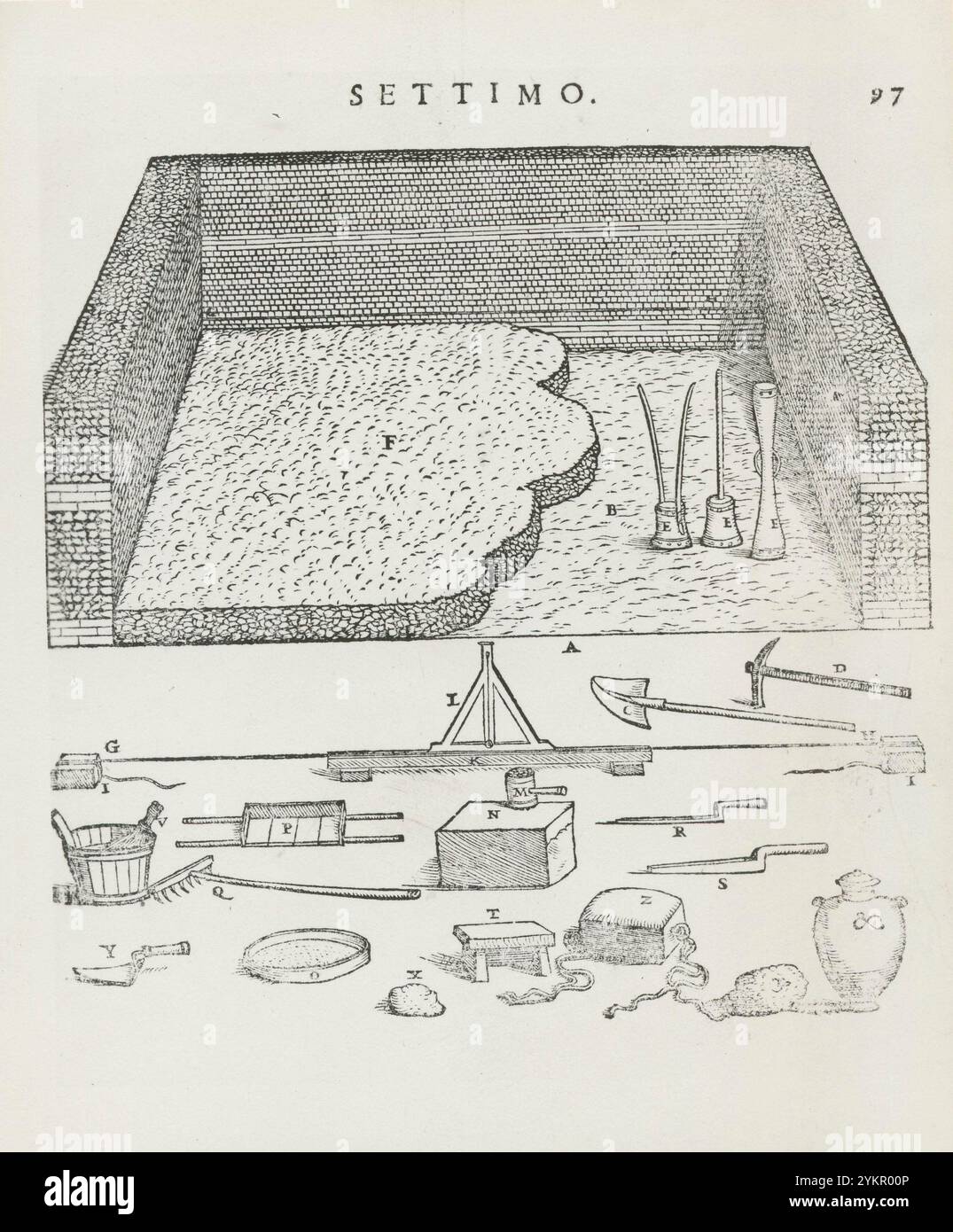 Rome Empire. Roman Tools for Interior Paving. Italian engraving of ...