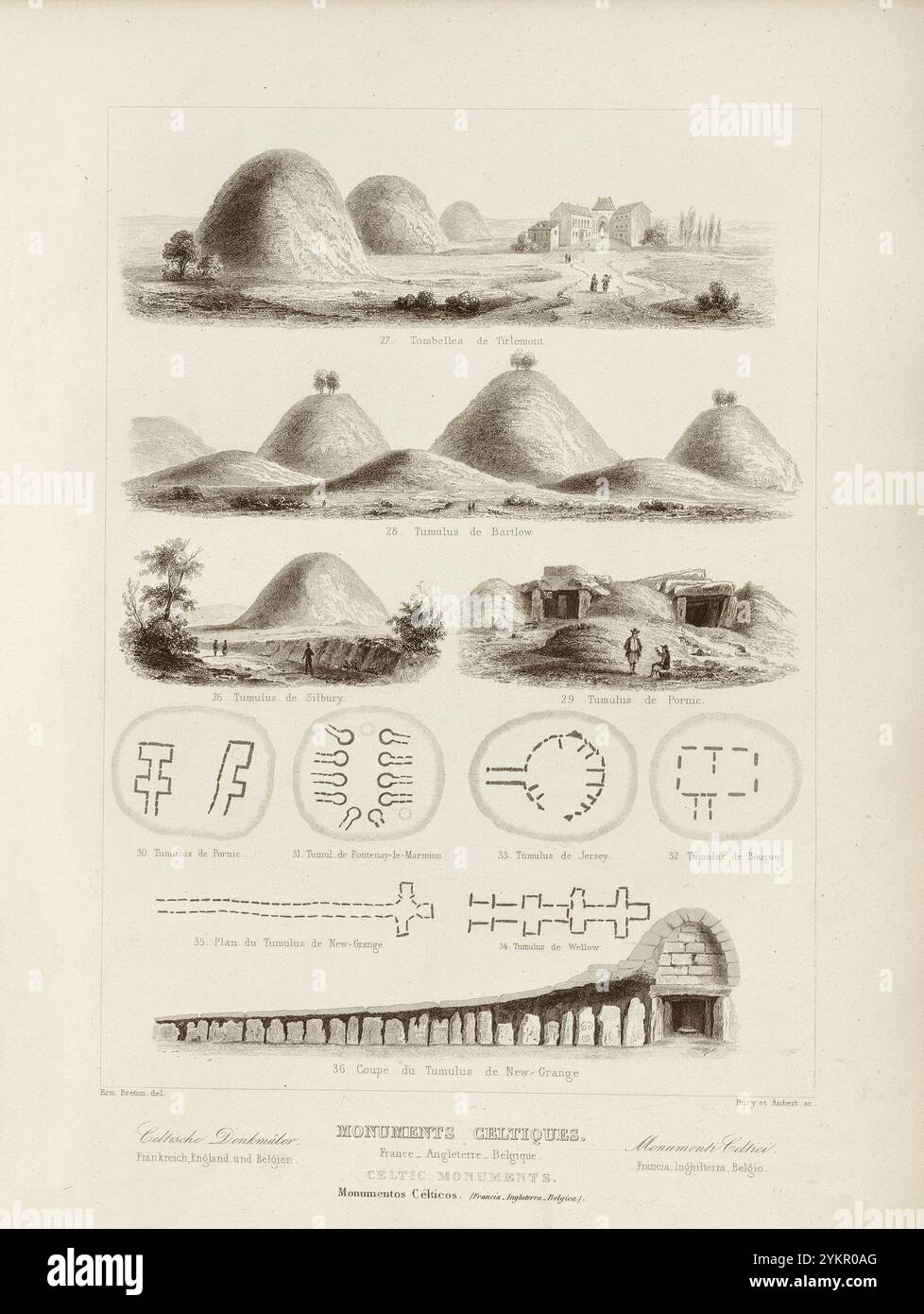 Engraving of Monuments from the Celtic culture in France, England and ...