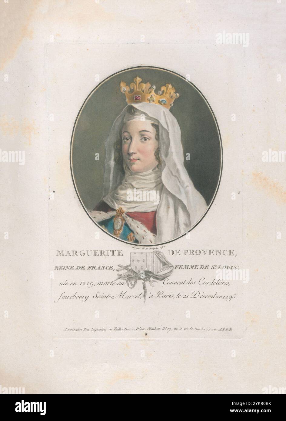Margaret of Provence. Engraving of 1792 Margaret of Provence (1221–1295 ...
