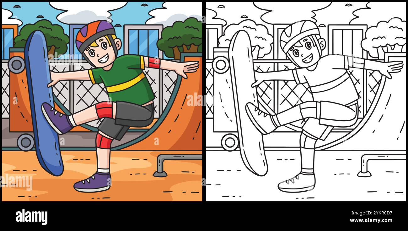Skateboard Boy Doing a Foot Plant Illustration Stock Vector Image & Art ...