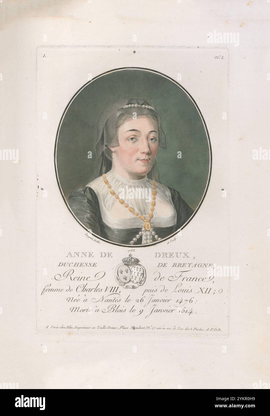 Anne of Brittany. Engraving of 1792 Anne of Brittany (1477–1514) was ...