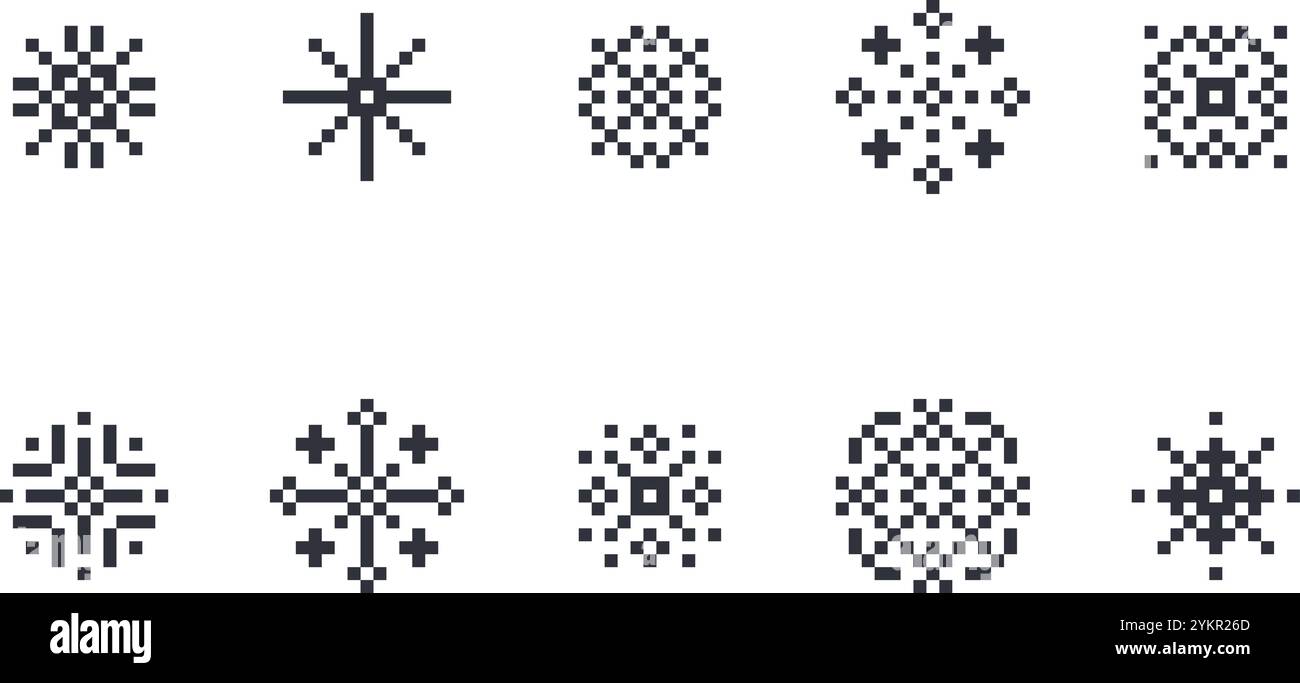 Snowflake pixel art icons set, element design for logo mobile app ...