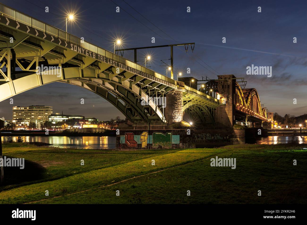 the Suedbruecke (South bridge), railroad bridge over the river Rhine ...