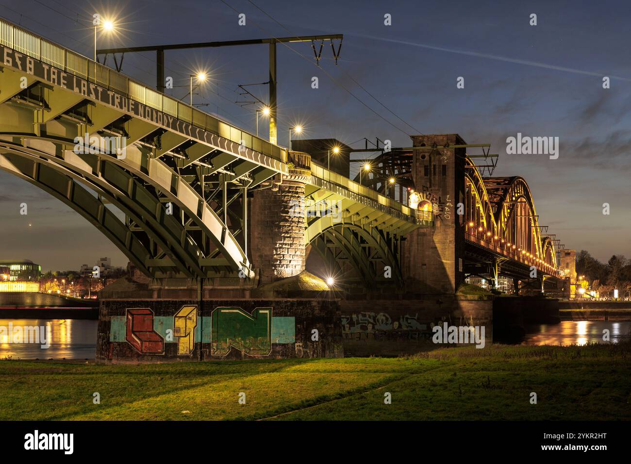 the Suedbruecke (South bridge), railroad bridge over the river Rhine ...