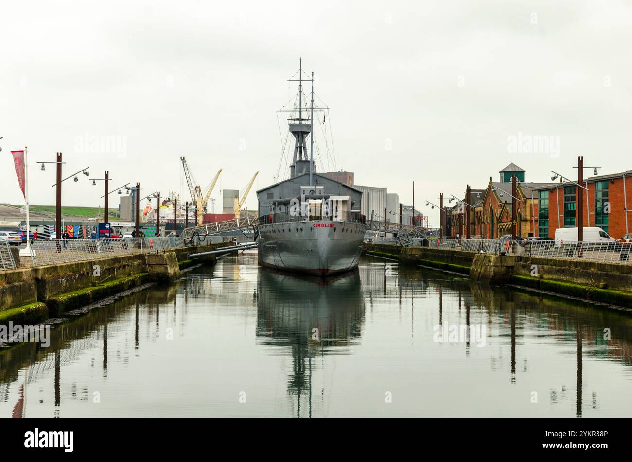 Belfast County Antrim N. Ireland November 08 2024 - HMS Caroline light ...