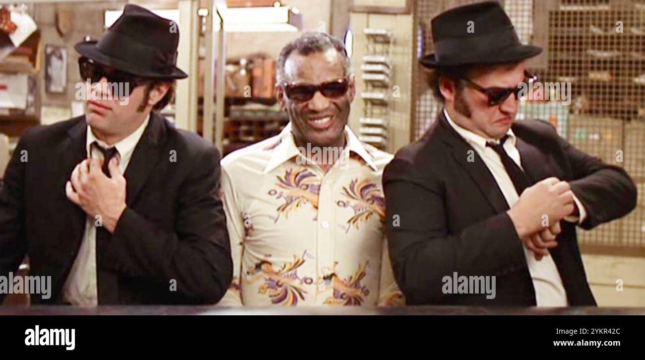 THE BLUES BROTHERS 1980 Universal Pictures film with from left: Dan Aykroyd, Ray Charles, John ...