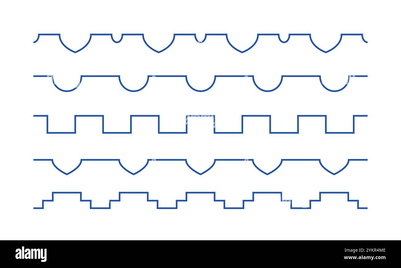 Minimalistic blue line arabic border. Oriental outline arabian vector ...
