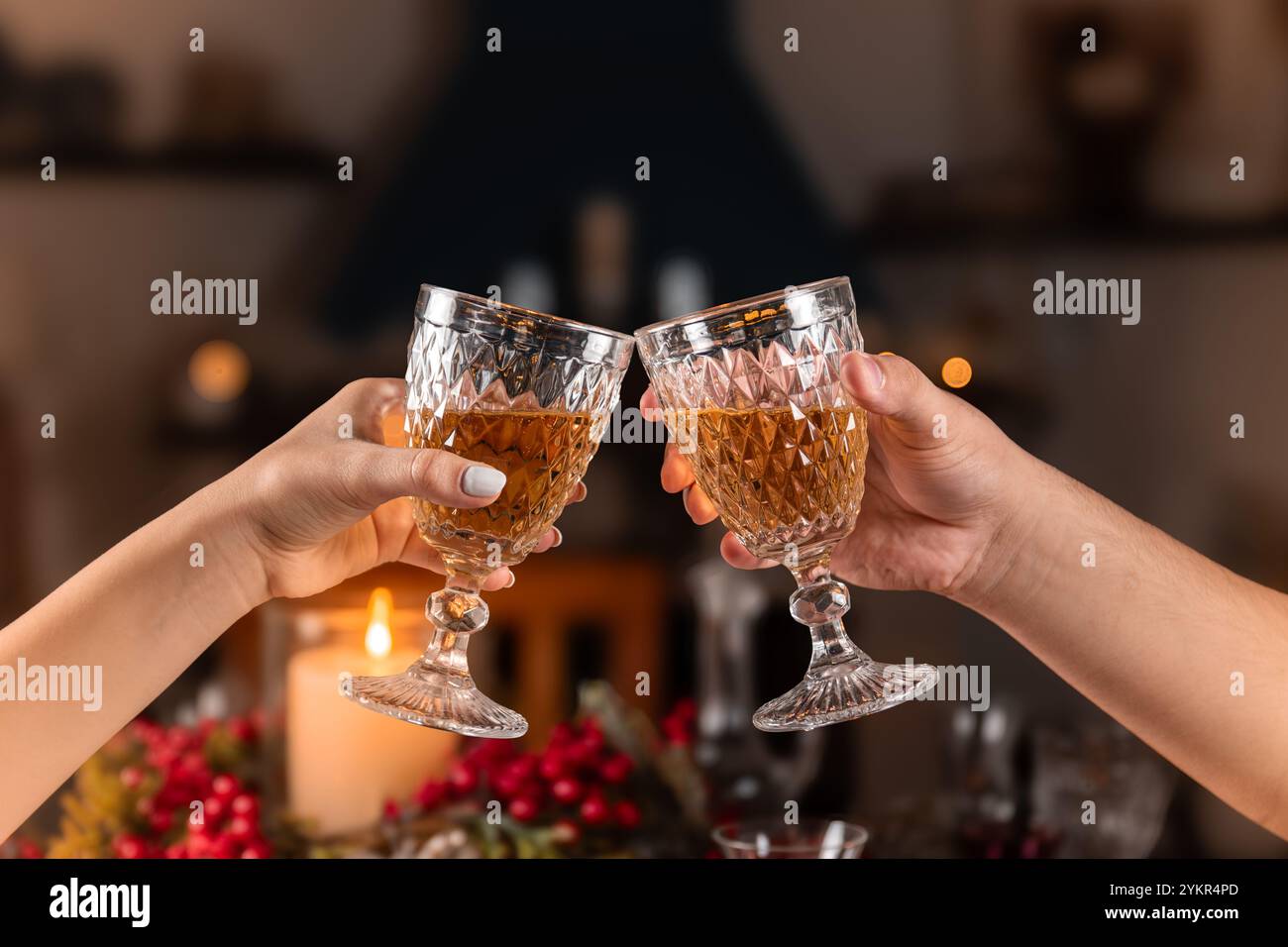 Joyful friends clinking glasses hi-res stock photography and images - Alamy