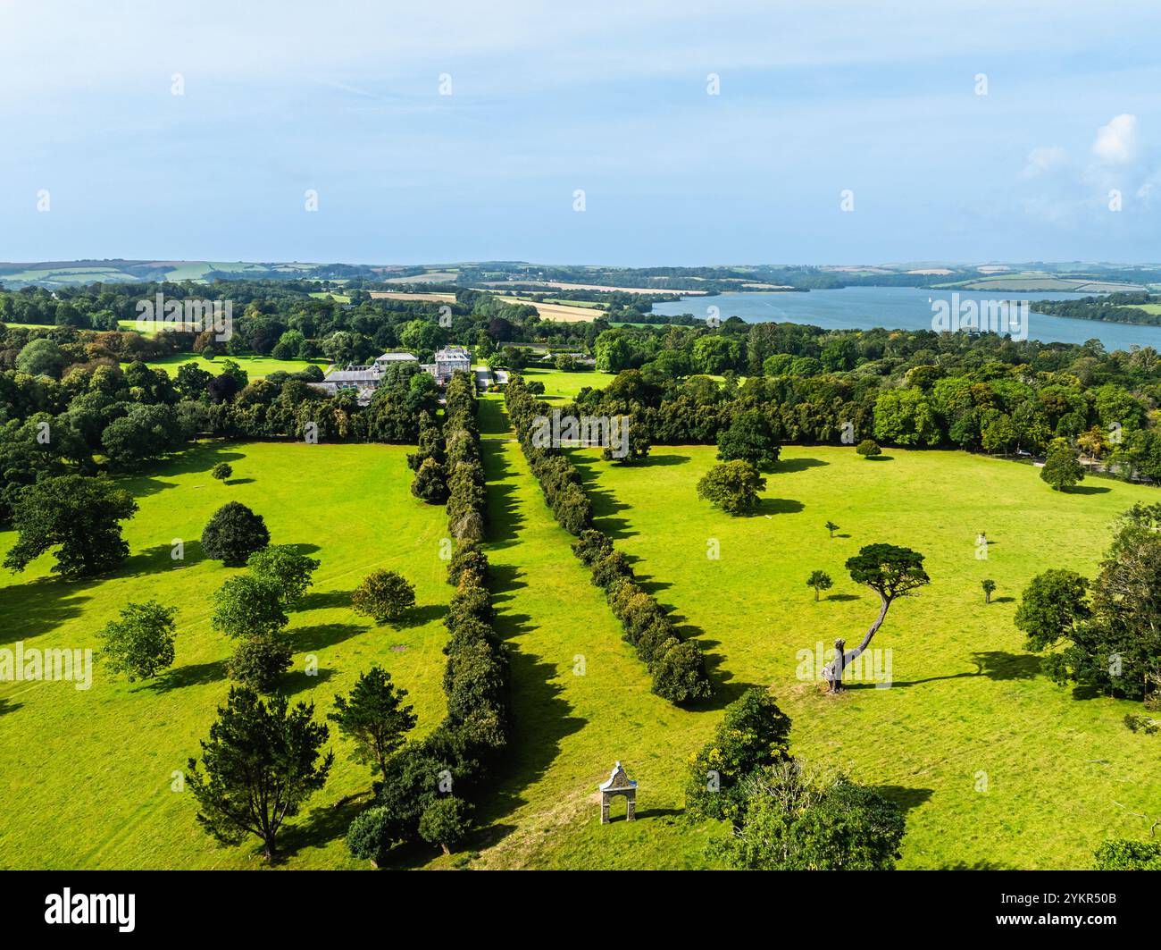 Antony House from a drone, Woodland Garden and Woodland Walk, Torpoint ...