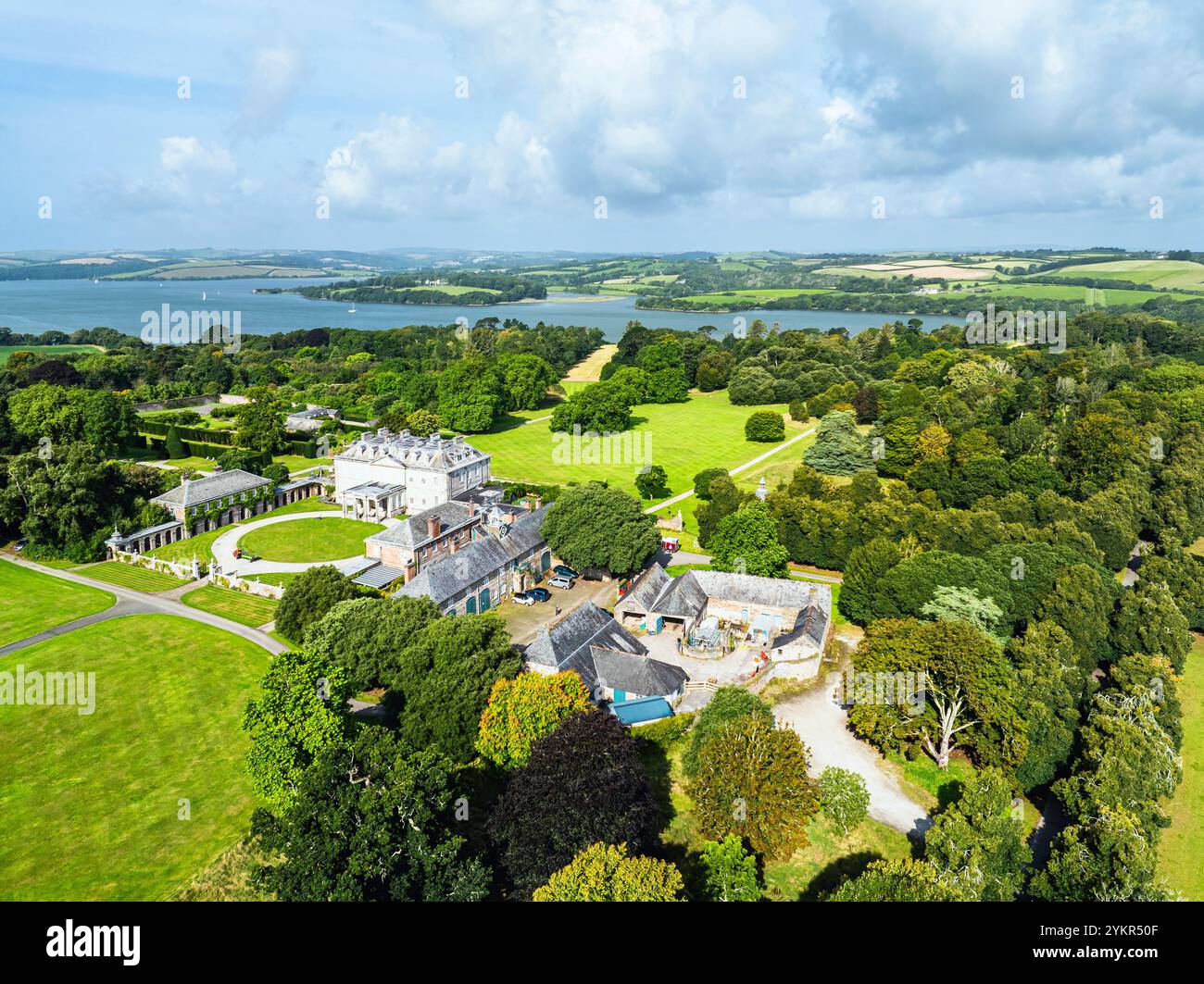 Antony House from a drone, Woodland Garden and Woodland Walk, Torpoint ...