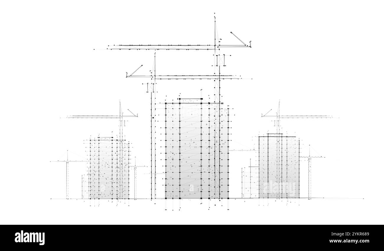 Building construction tower crane draw Cut Out Stock Images & Pictures - Alamy
