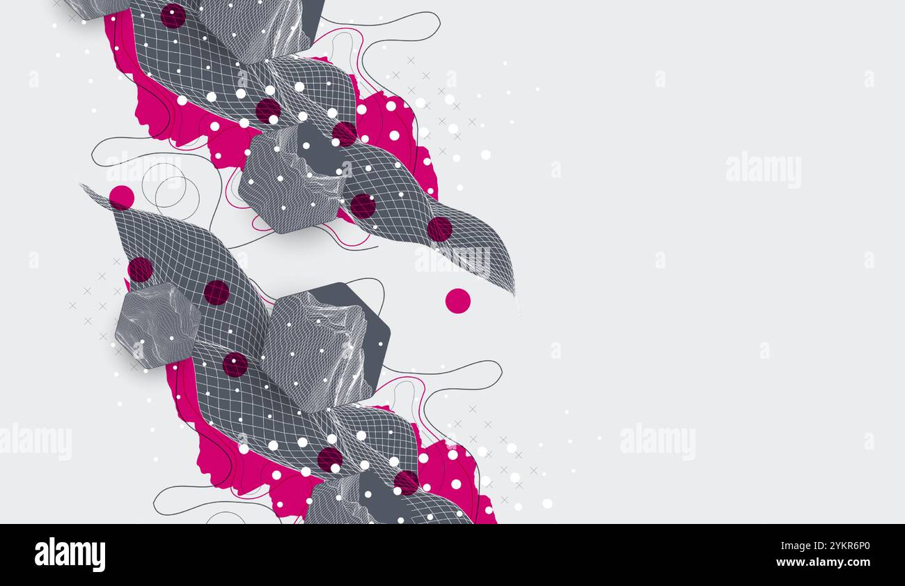 Abstract art background. Modern science or technology art elements. Surface illustration. Hand ...