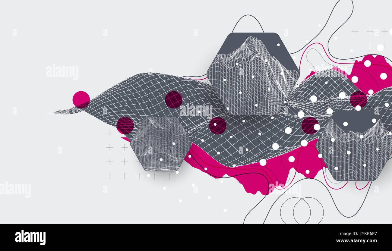 Abstract art background. Modern science or technology art elements. Surface illustration. Hand ...