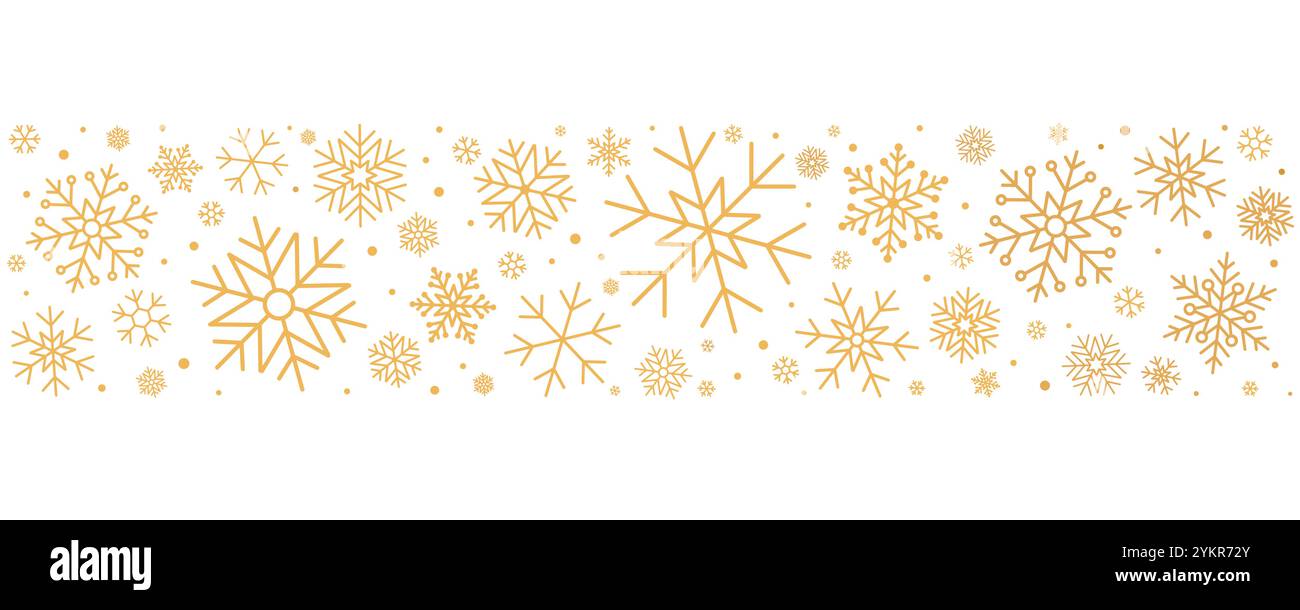Creative border of gold snowflakes for Christmas decorations. Xmas ...