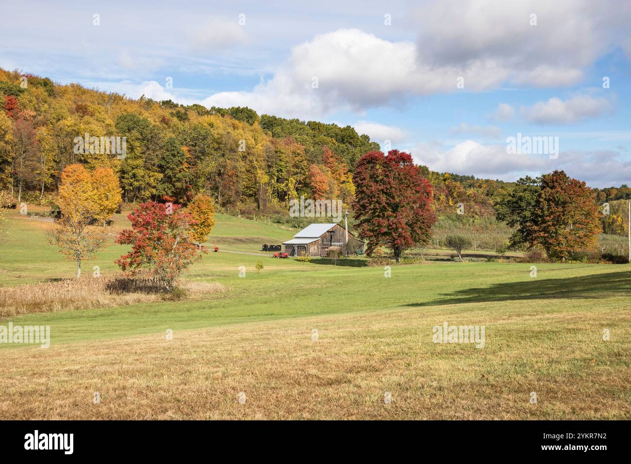 aerial view of rural homes on upper road in dearfield massachusetts usa ...