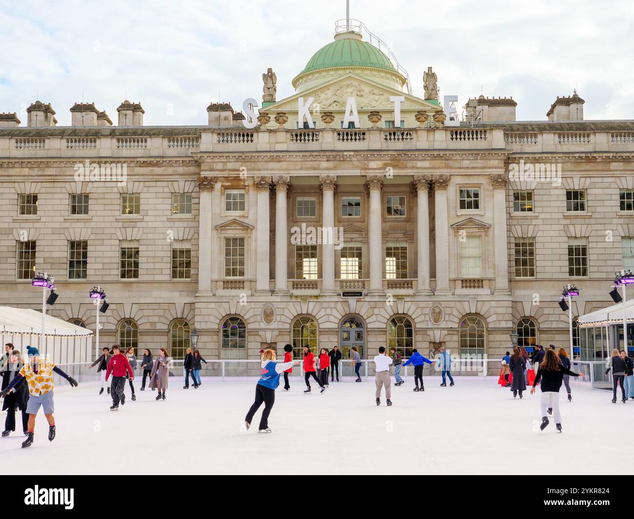 People skating at the Somerset House outdoor ice skating rink, London ...