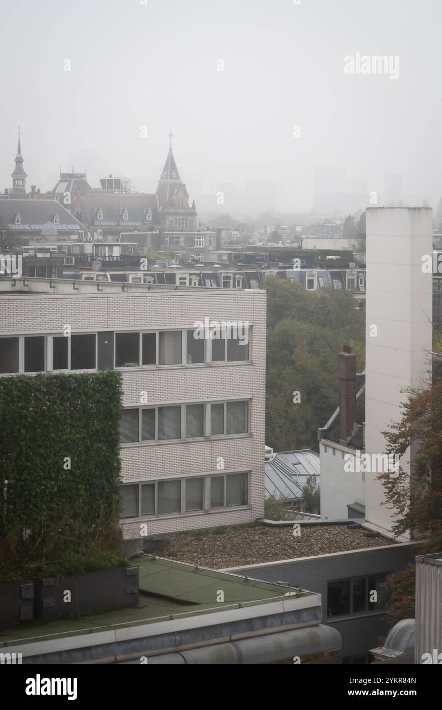 Amsterdam under morning mist from a high viewpoint 2 - Netherlands ...