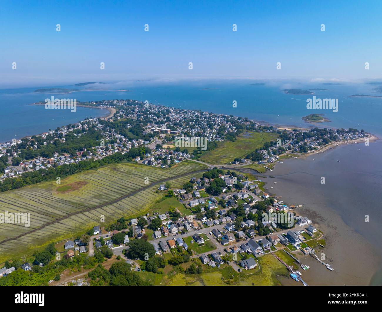 Houghs Neck and Nut Island aerial view between Weymouth Fore River and ...
