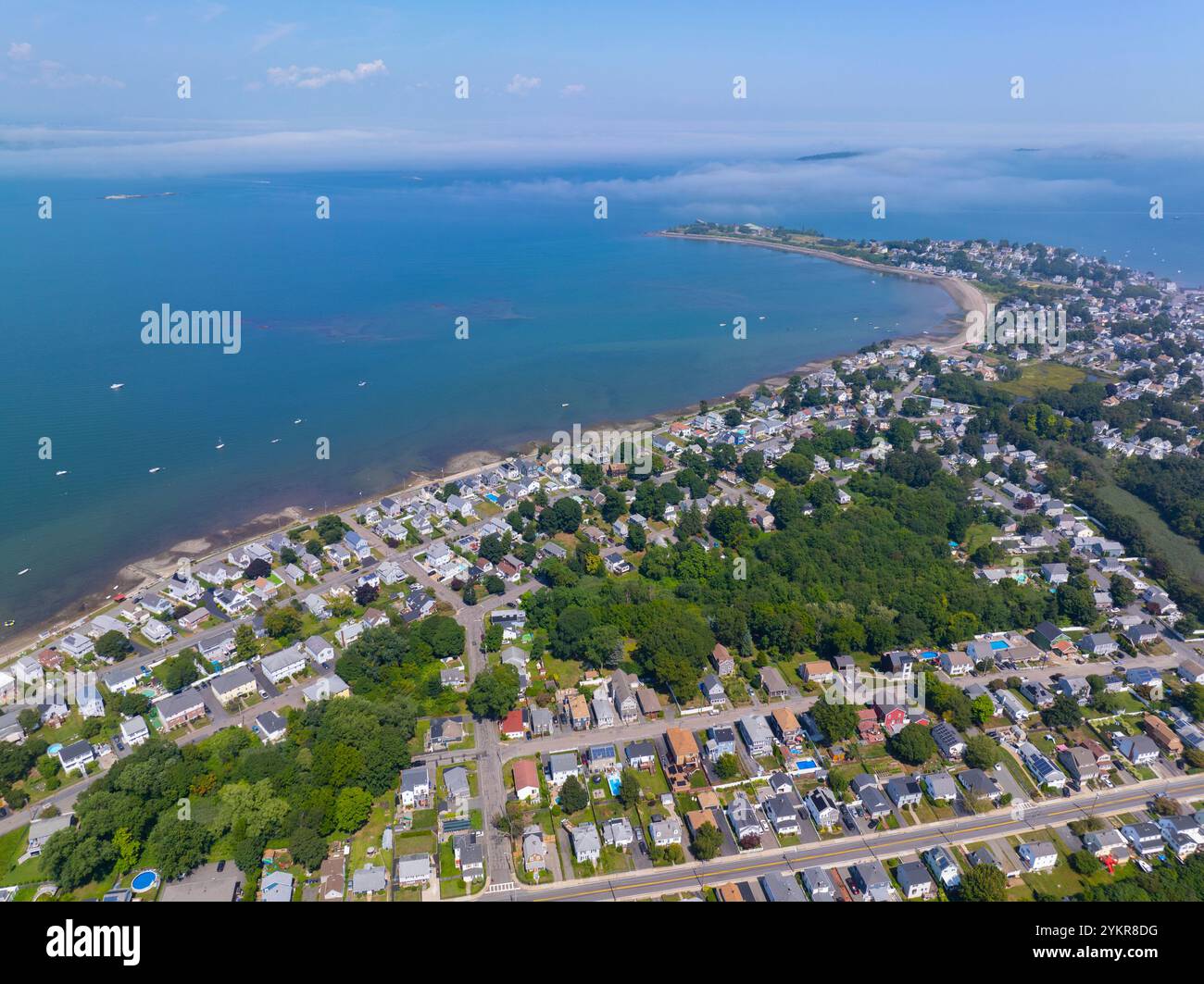 Houghs Neck and Nut Island aerial view between Weymouth Fore River and ...