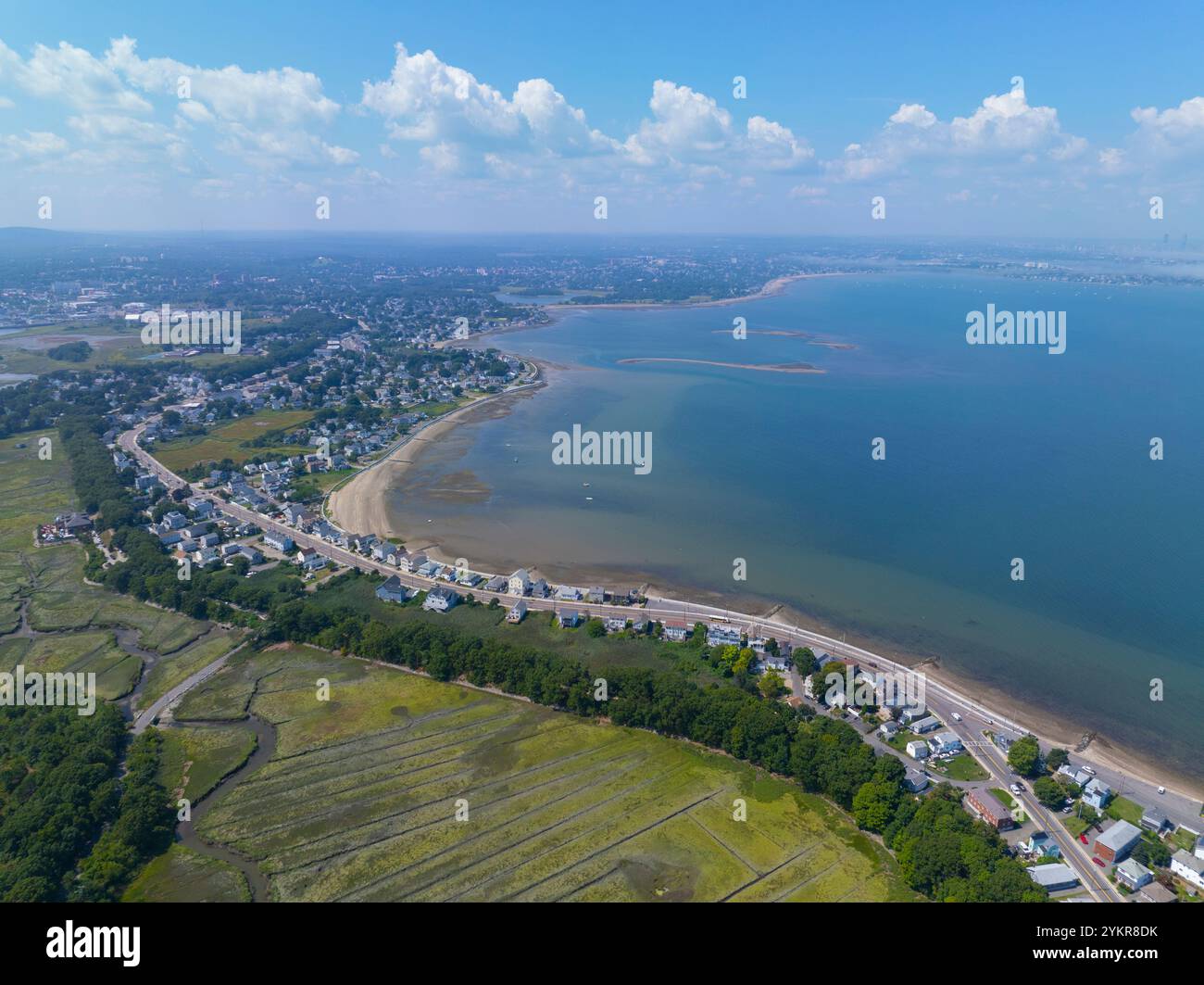 Houghs Neck aerial view at Quincy Bay in city of Quincy, Massachusetts ...