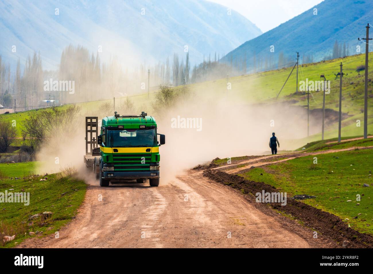 Dust trail from truck hi-res stock photography and images - Alamy
