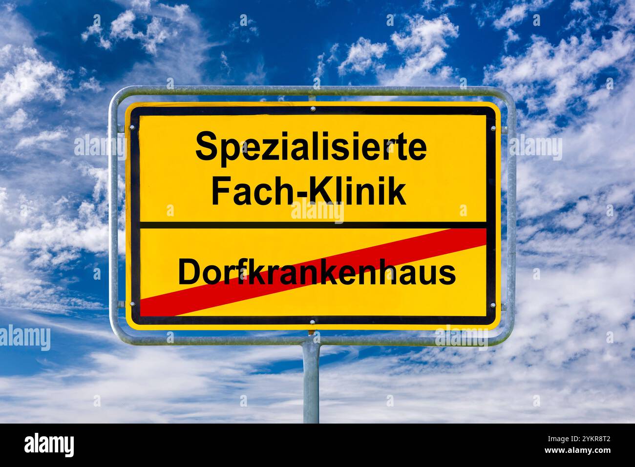 Krankenhausreform im Gesundheitswesen Ein Ortsschild ist beschriftet ...