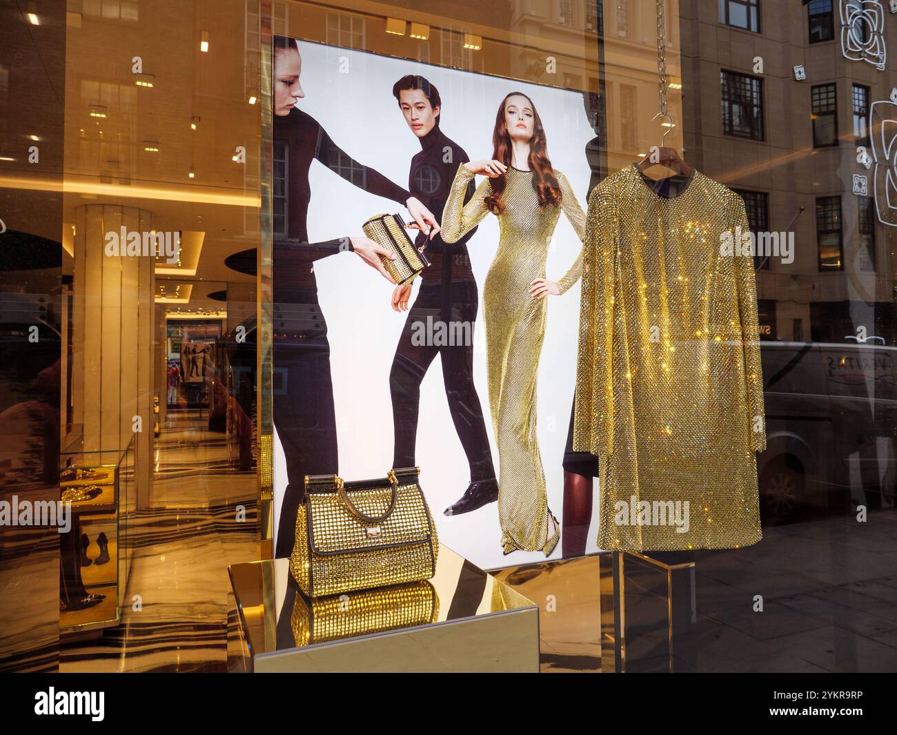 Expensive Dolce and Gabbana handbag in shop window display, Bond Street ...