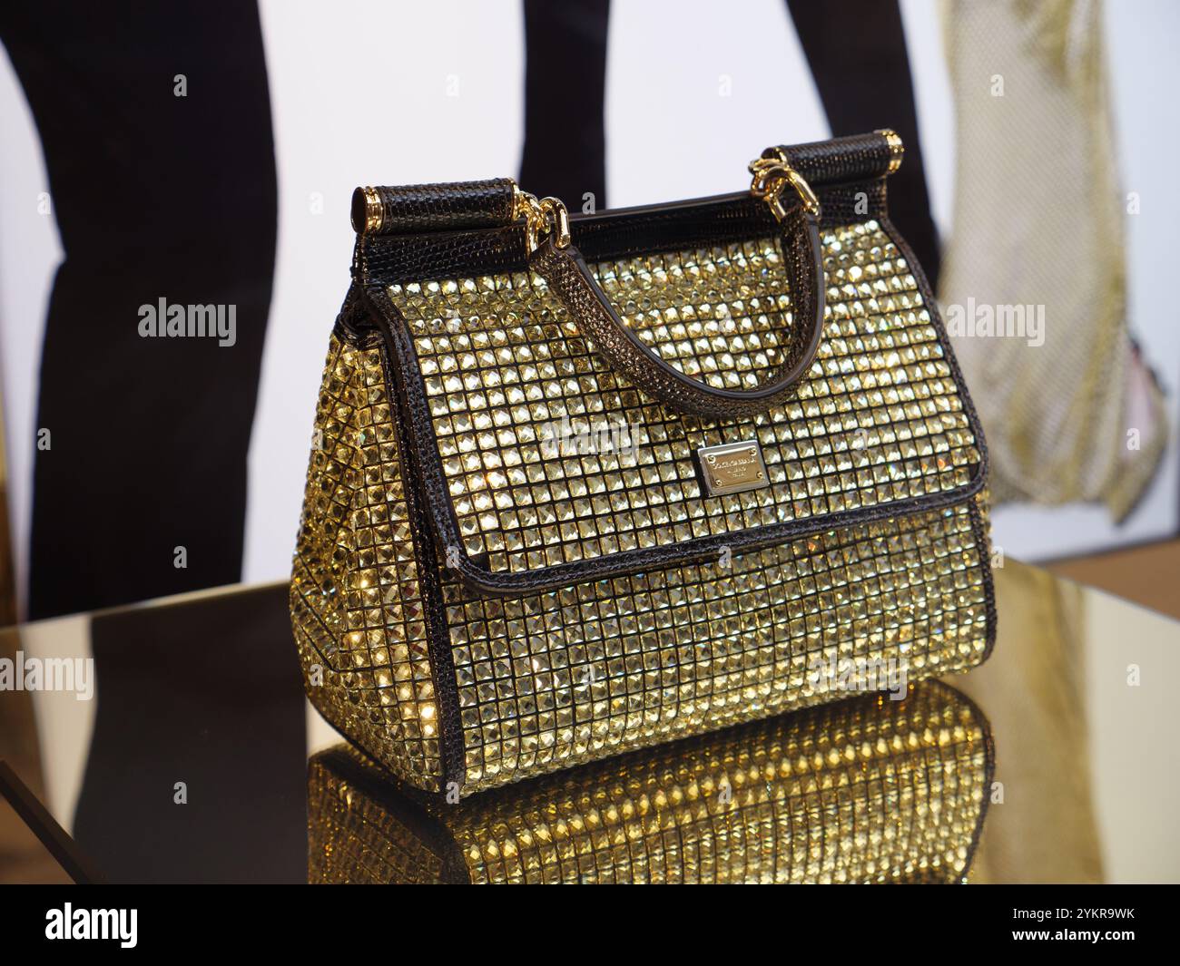 Expensive Dolce and Gabbana handbag in shop window display, Bond Street ...