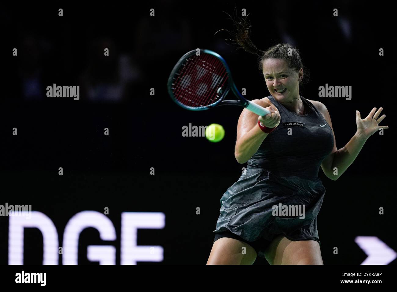Viktoria Hruncakova of Slovakia in action against Emma Raducanu of ...