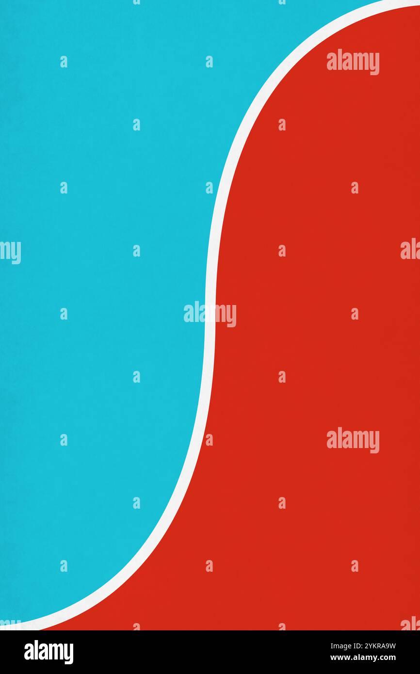 Abstract cyan and red background divided by a white S shaped line Stock ...