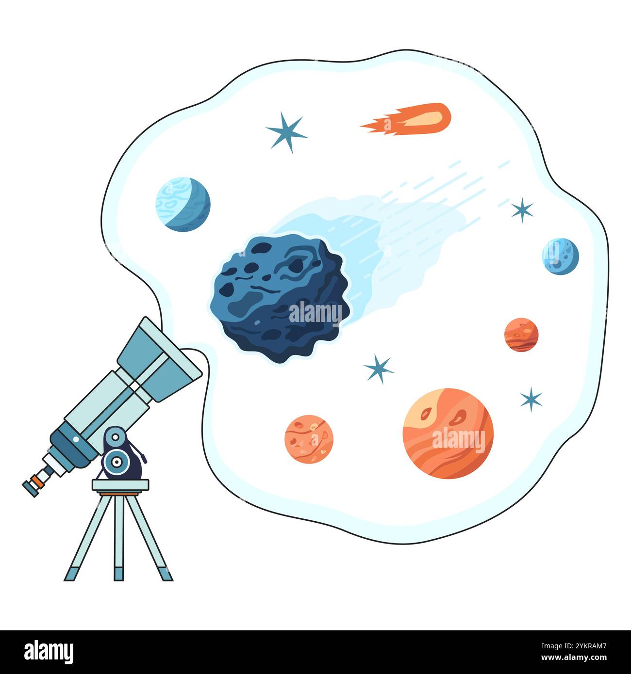 Space exploration vector illustration Telescope for science discovery ...
