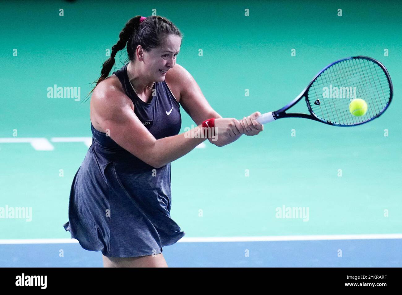 Slovakia's Viktoria Hruncakova competes against Great Britain's Emma ...