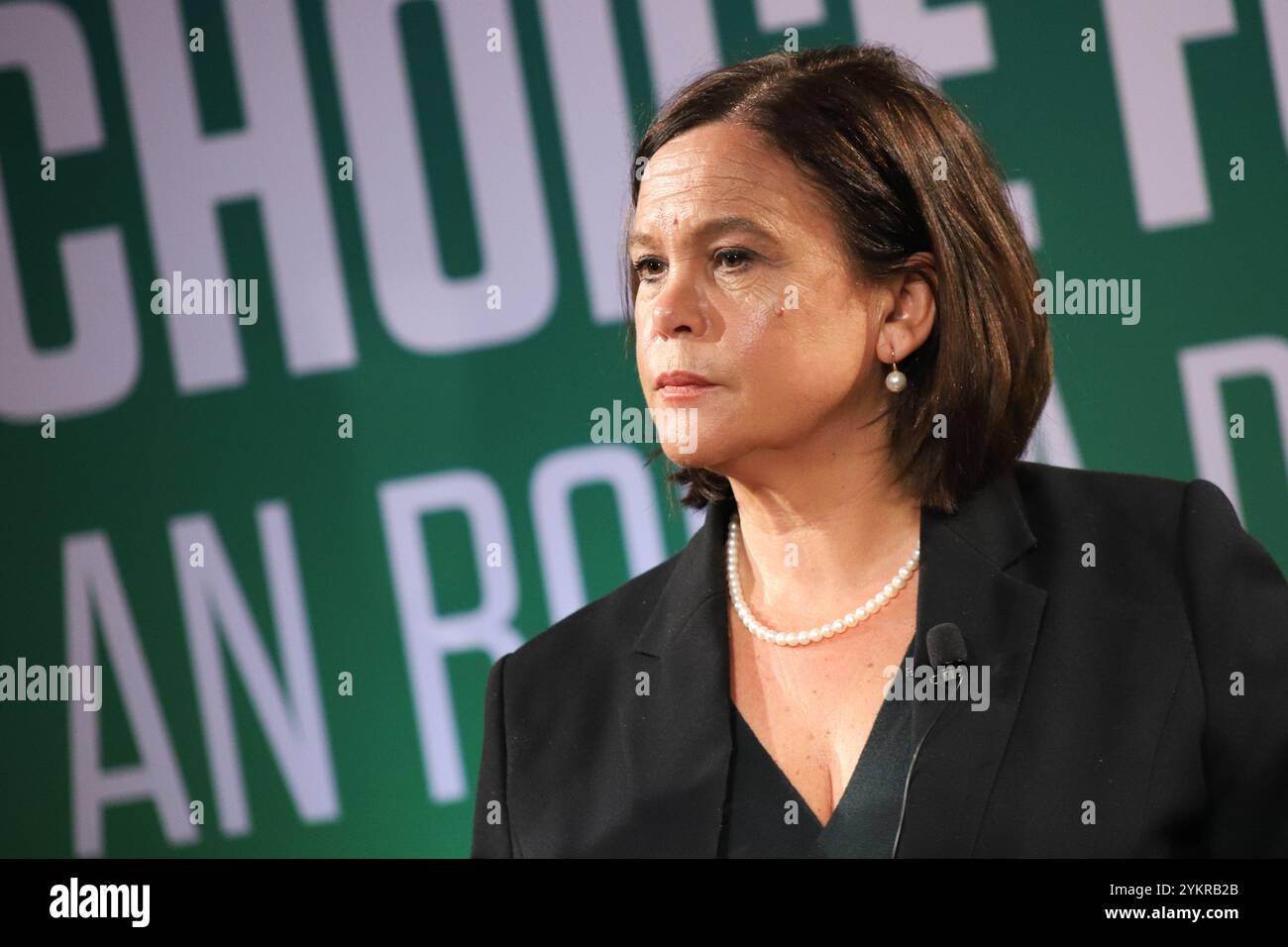 Dublin, Ireland – November 18, 2024. Sinn Fein leader Mary Lou McDonald ...