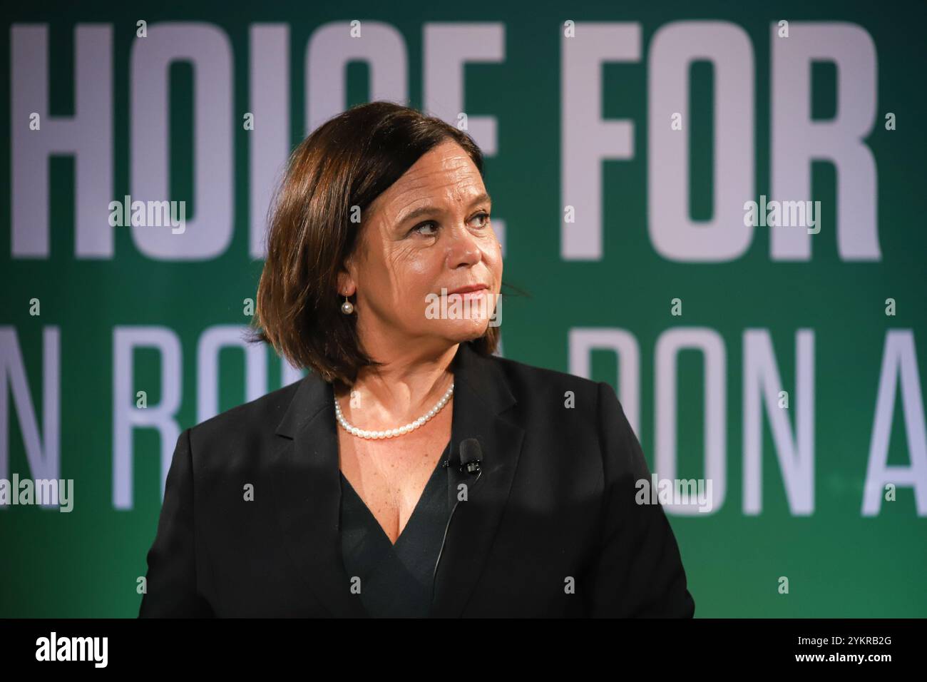 Dublin, Ireland – November 18, 2024. Sinn Fein leader Mary Lou McDonald ...