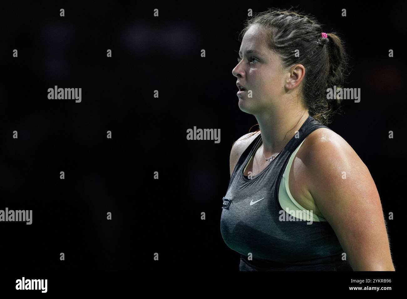 Viktoria Hruncakova of Slovakia in action against Emma Raducanu of ...