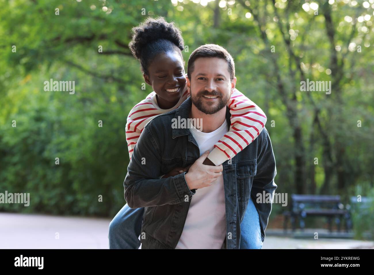 International relationships. Portrait of lovely couple outdoors Stock ...