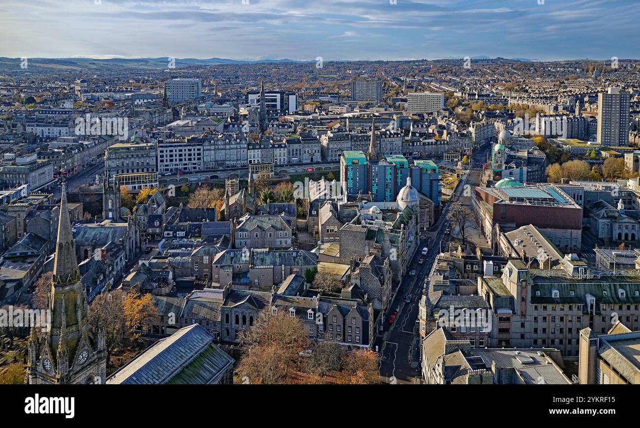 Aberdeen Scotland view down Schoolhill Road past the Art Gallery Stock ...