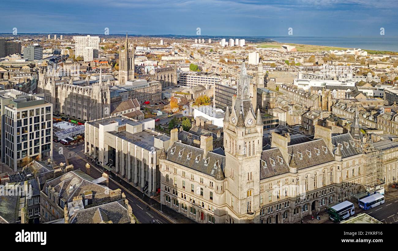 Aberdeen Scotland view over Castle Street and the Town House building ...