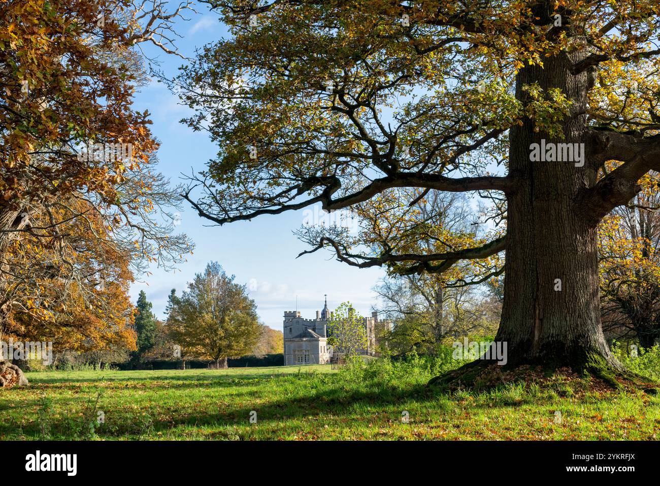 Rousham Park House and grounds in autumn. Rousham, Oxfordshire, England ...