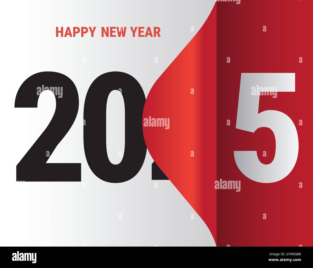 Happy New Year Concept with Split Year Design. A page flip effect ...