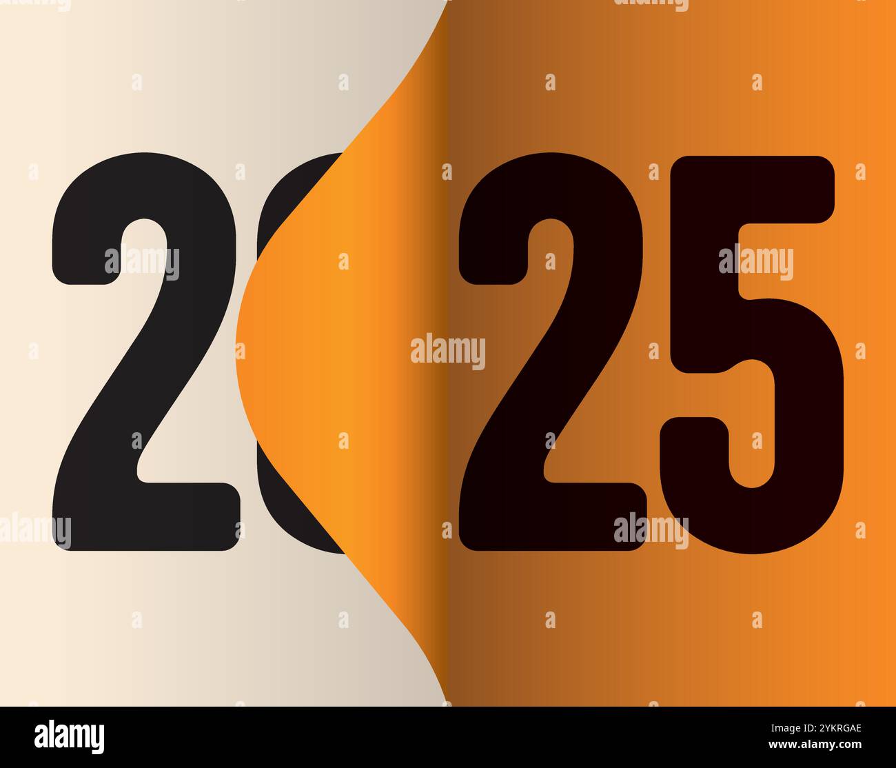 Happy New Year Concept with Split Year Design. A page flip effect ...