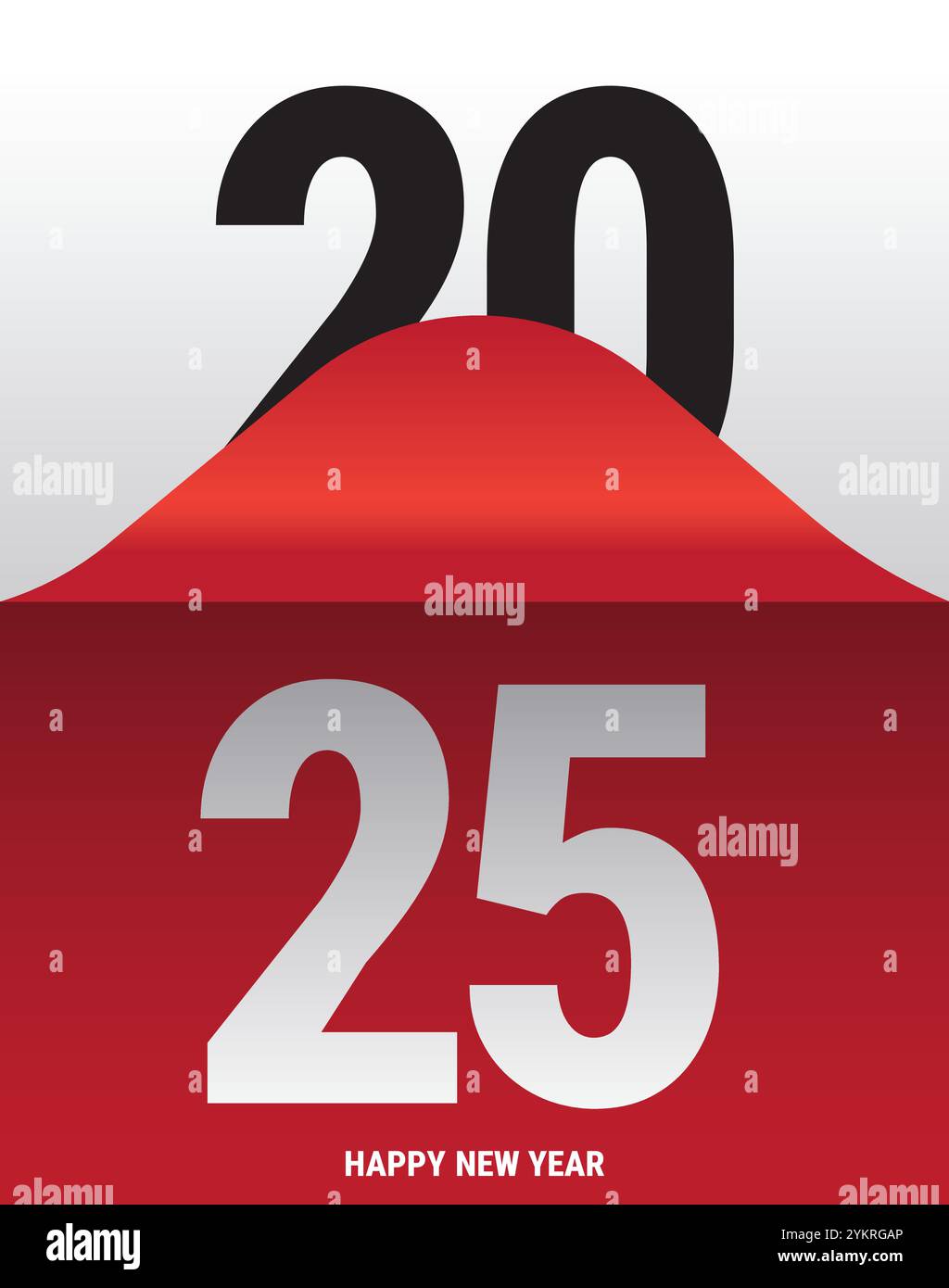 Happy New Year Concept with Split Year Design. A page flip effect ...