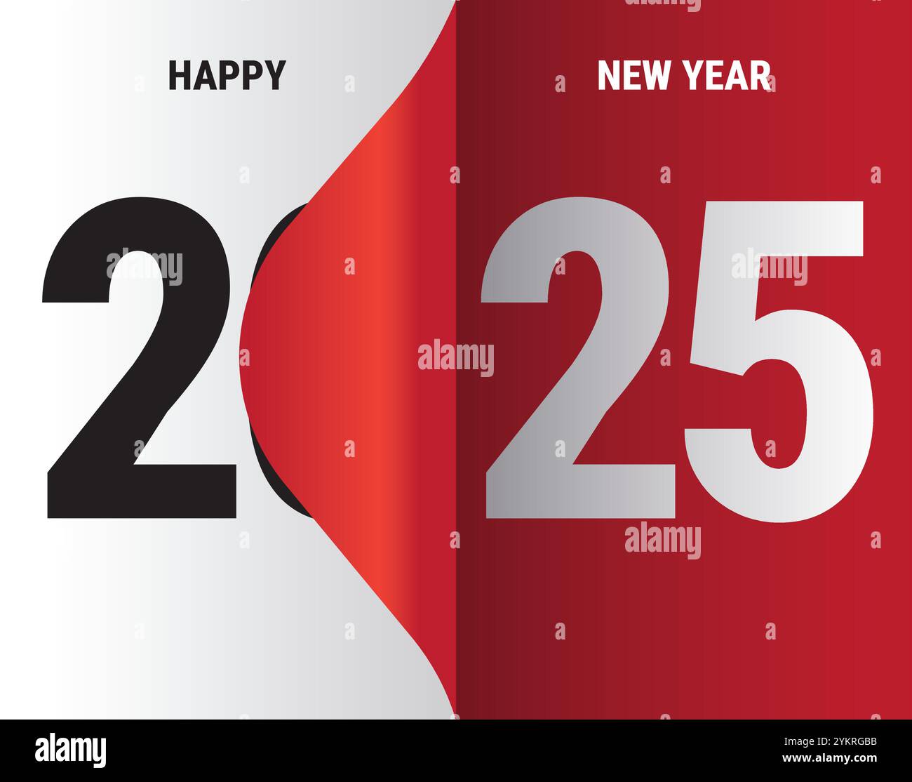 Happy New Year Concept with Split Year Design. A page flip effect ...