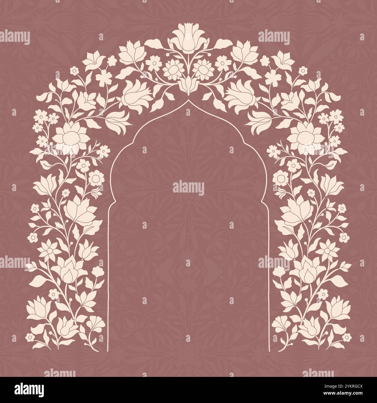 Mughal decorative ornamental floral arch. Vintage intricate traditional ...