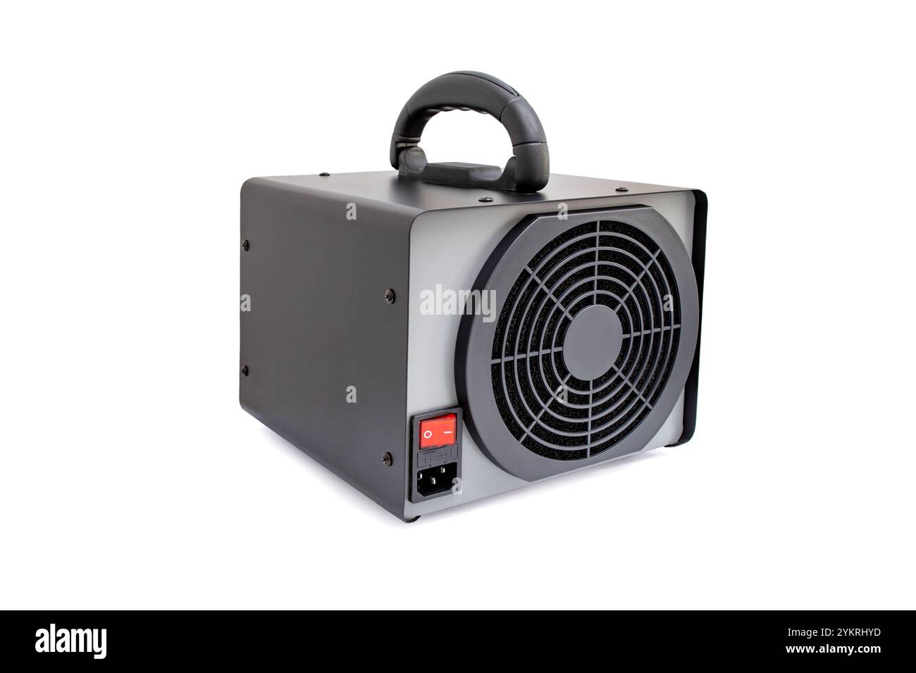 Ozone generator with a timer and black metal case, isolated on white ...