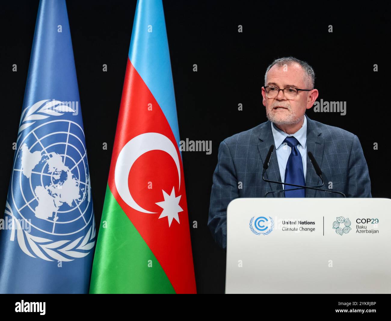 Baku, Azerbaijan, November 19, 2024. Dion Travers George Minister of ...