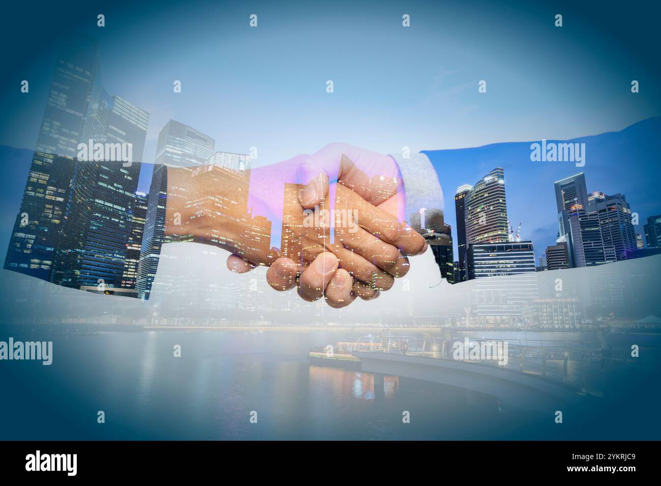 Businessmen making handshake with partner Stock Photo - Alamy