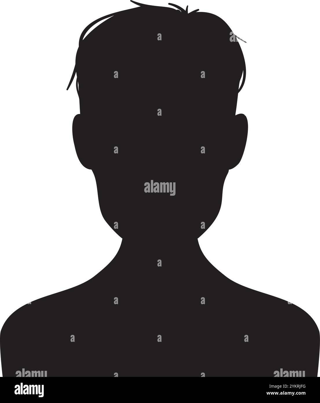 Black silhouette of a young person head and shoulders against a white ...