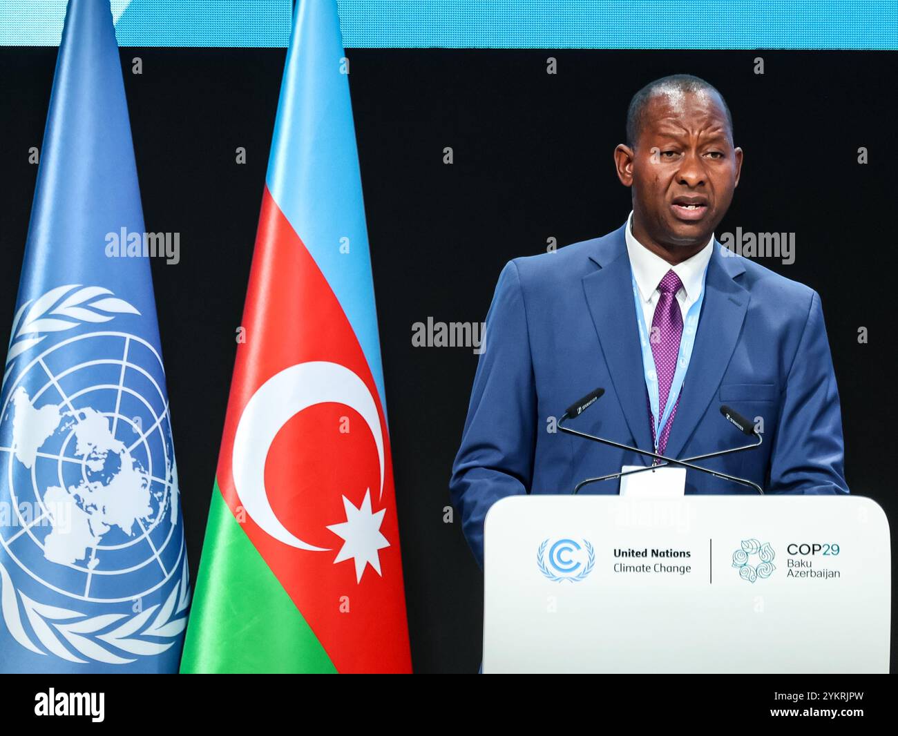 Baku, Azerbaijan, November 19, 2024. Mike Elton Mposha, Minister of ...